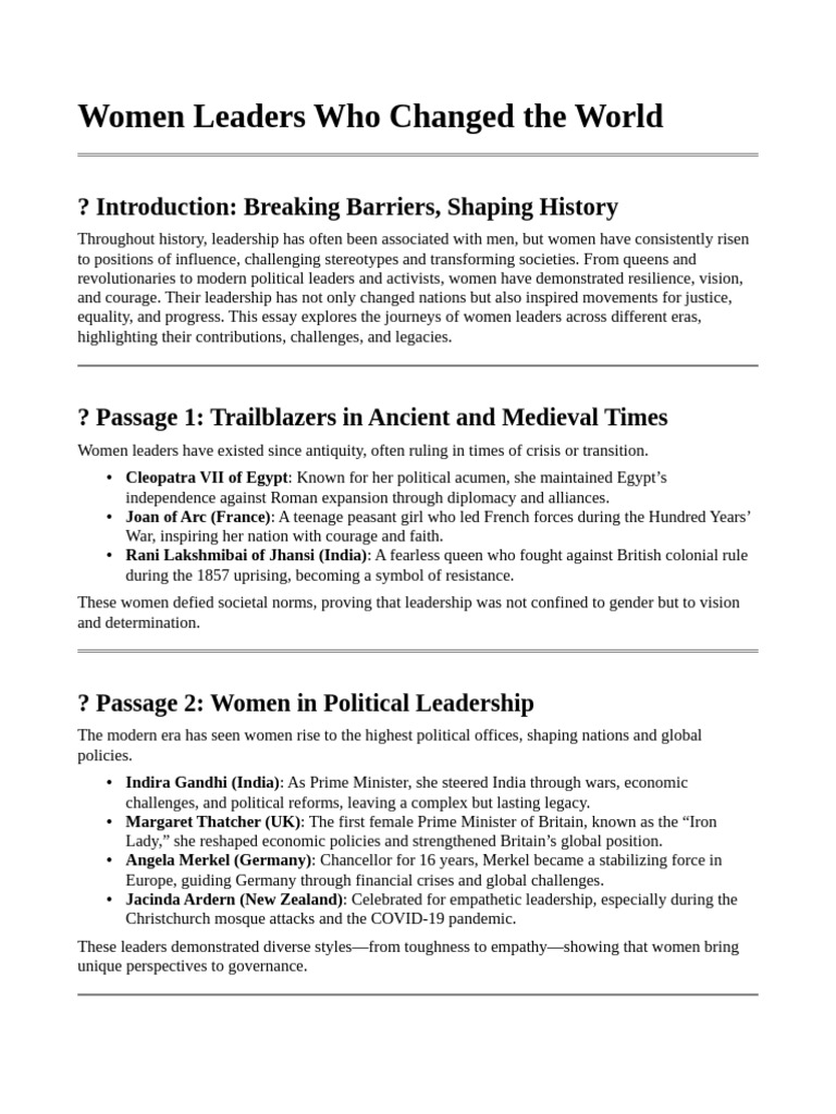 Influential Women Leaders in History | PDF | Leadership