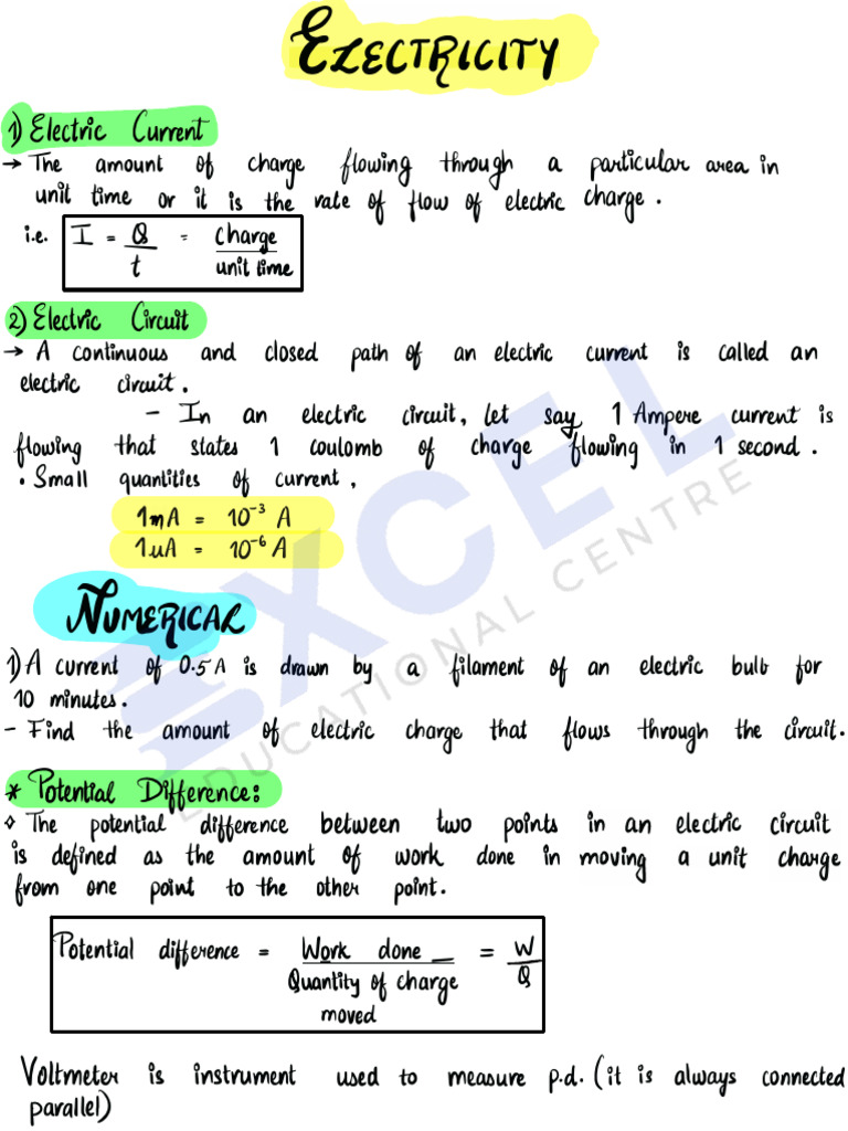 10th Notes Electricity (1) | PDF | Electromagnetism | International ...