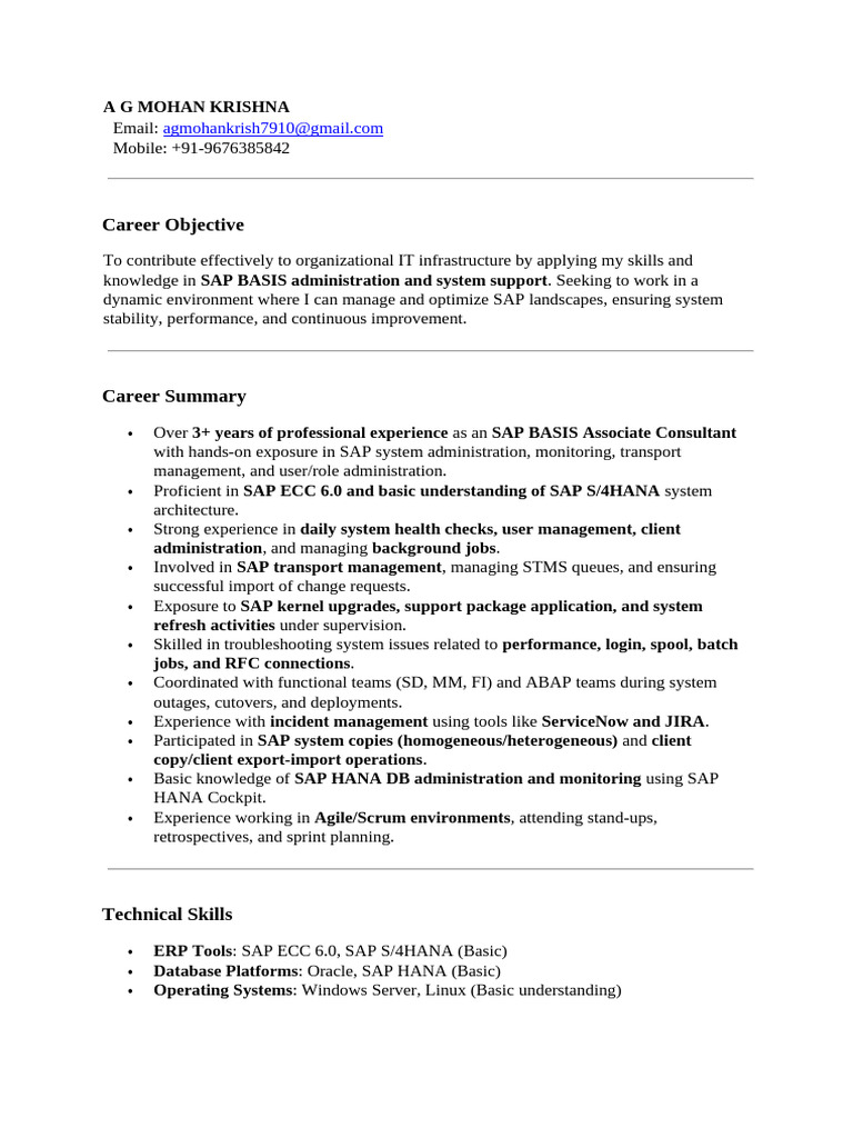 A G Mohan Krishna Resume | PDF | Computing | Software