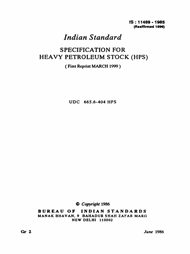LSHS Is 11489.1985 | PDF