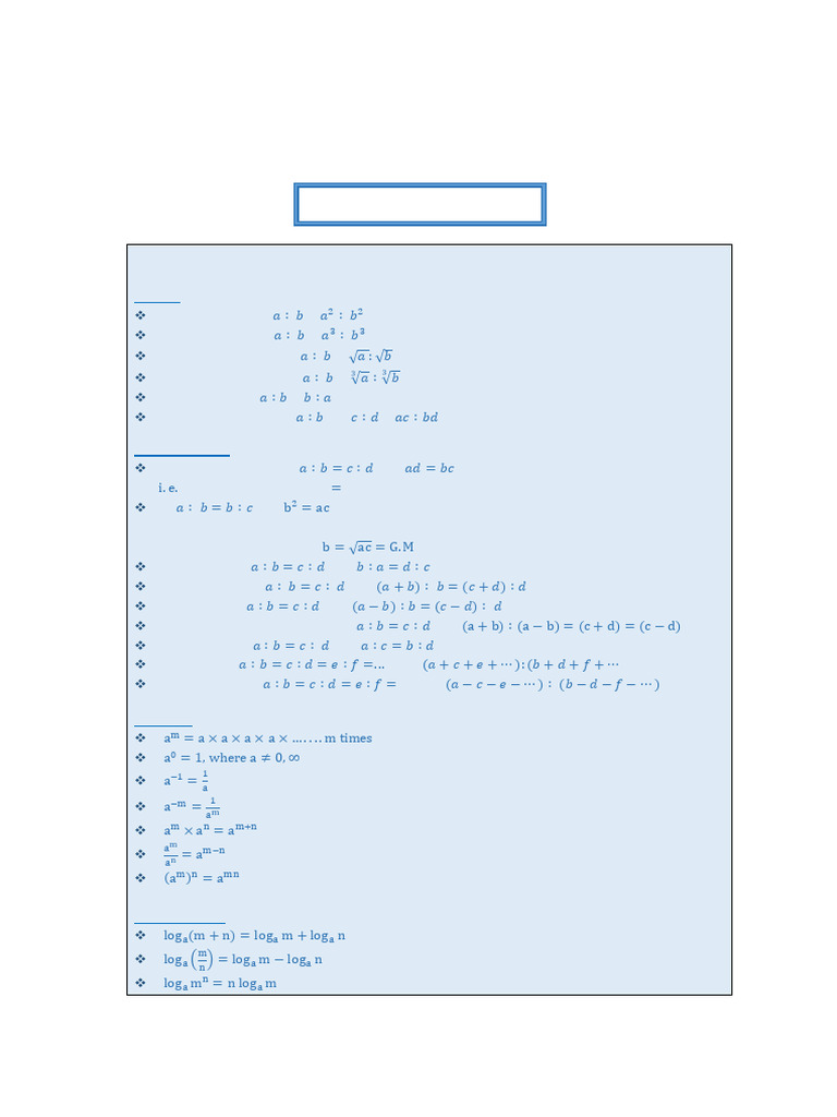 PW QA Formula Sheet | PDF | Probability | Ratio