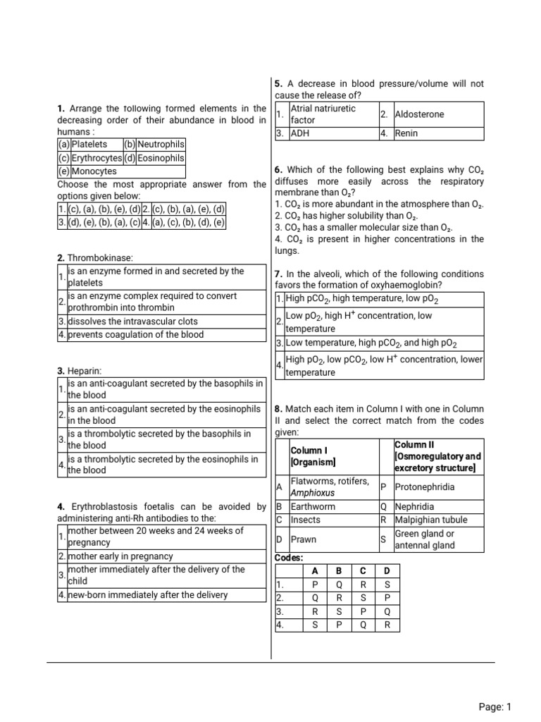 Human Physiology Practice Test Questions | PDF | Respiratory System ...