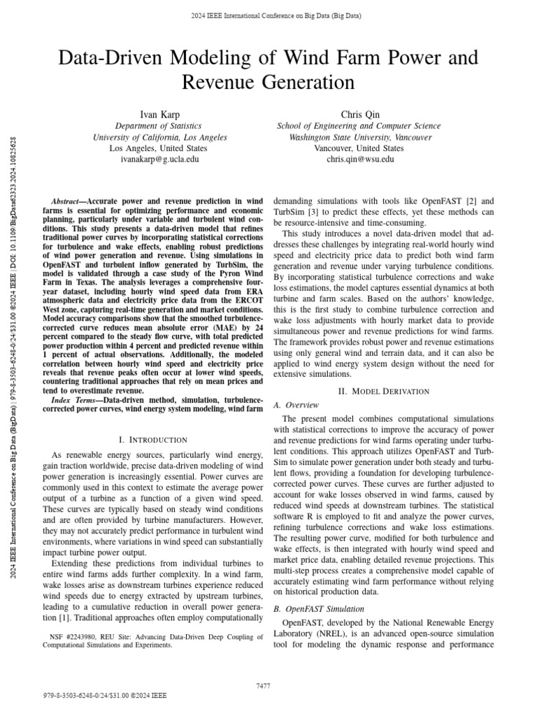 Wind Farm Power Prediction Model | PDF | Fluid Dynamics | Wind Power