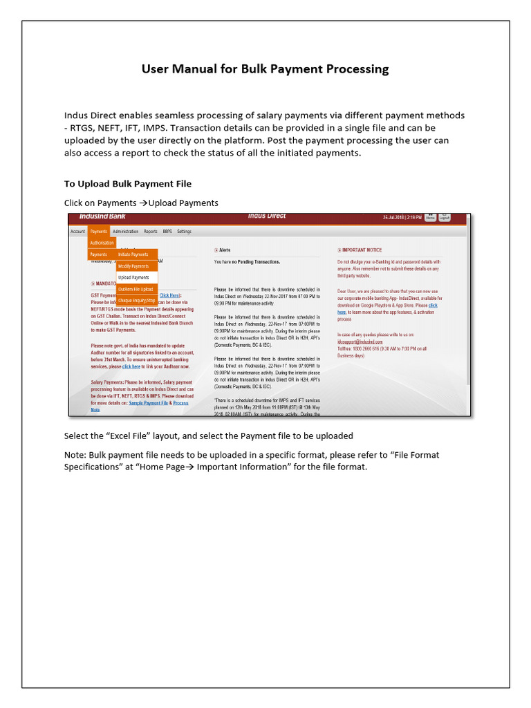 Bulk Payment Processing User Manual | PDF | Password | Computing