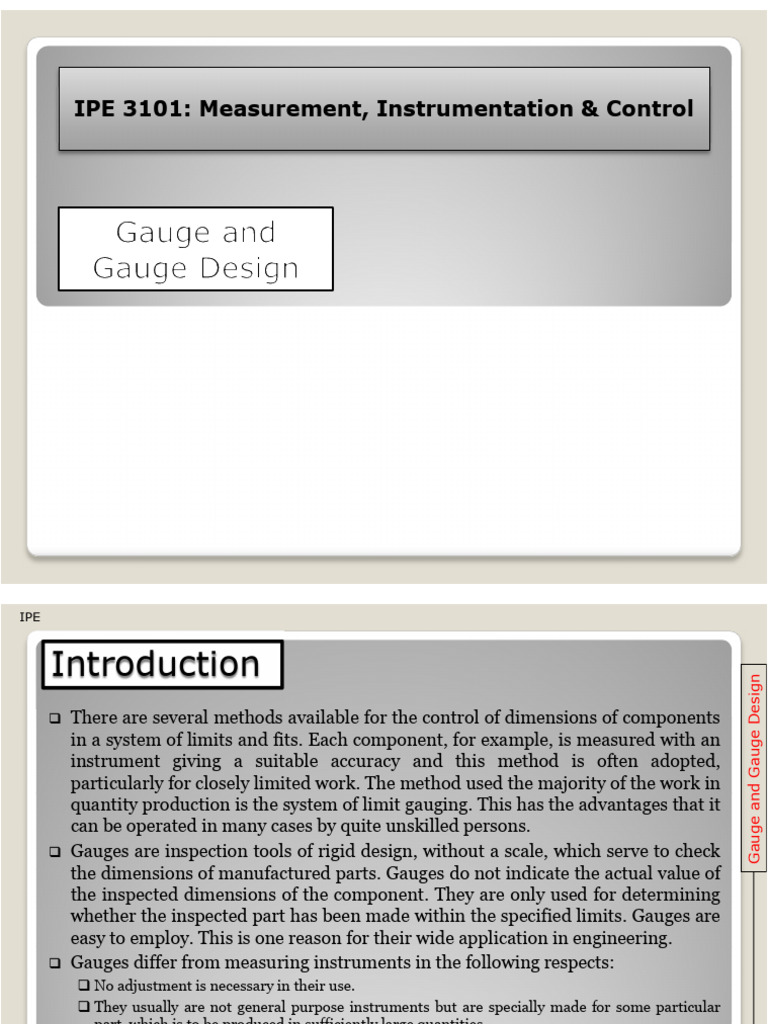 8. Gauge and Gauge Design | PDF | Engineering Tolerance | Instrumentation