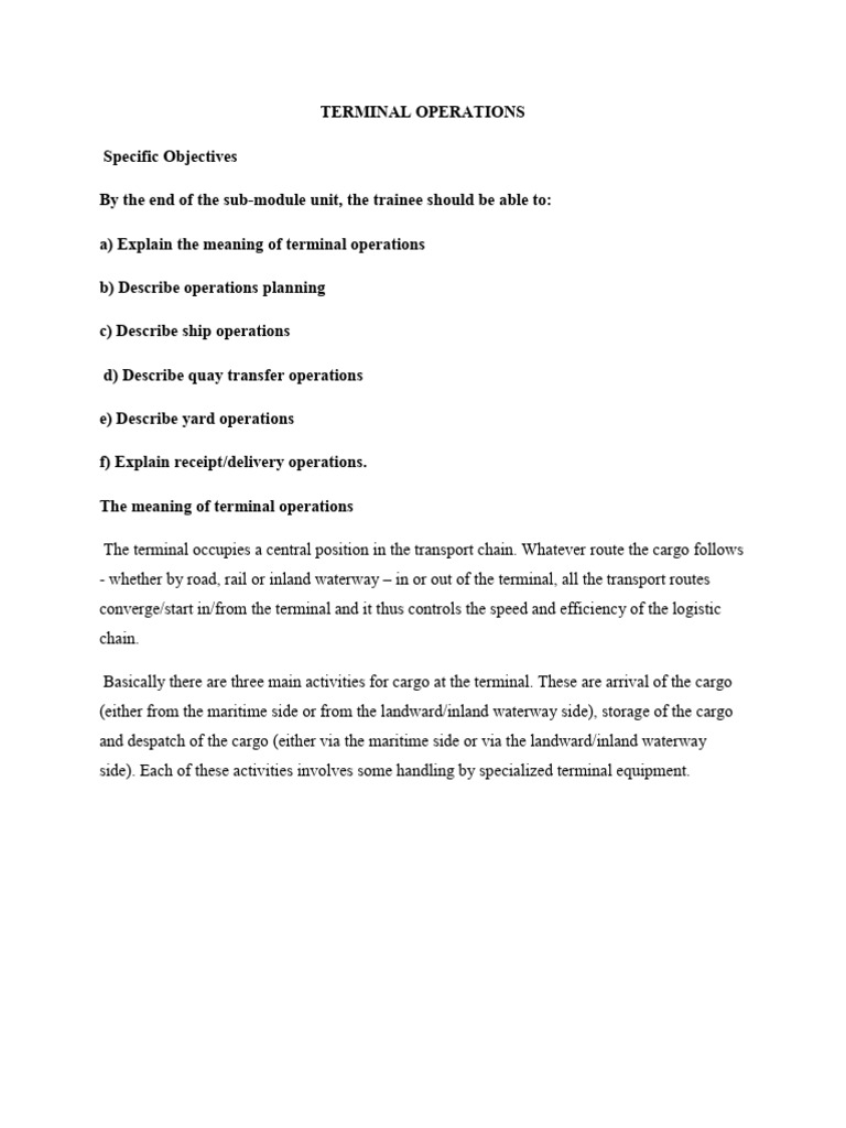 Understanding Terminal Operations | PDF | Cargo | Crane (Machine)