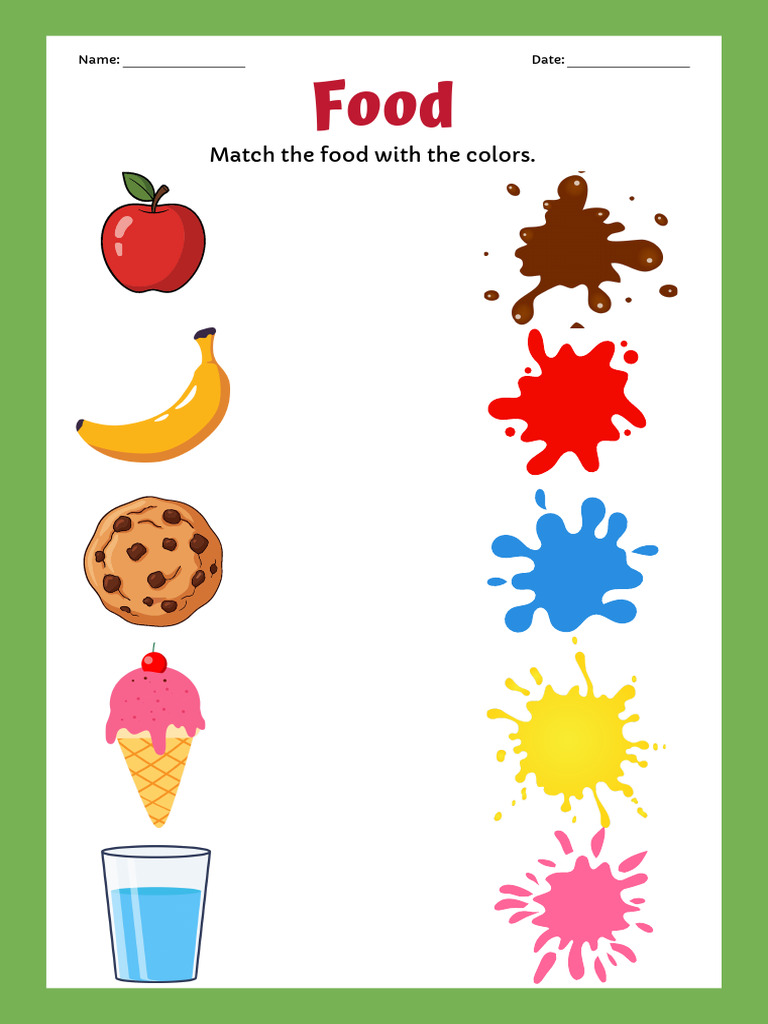 Multicolour Simple Illustrative Fruit Matching Worksheets | PDF