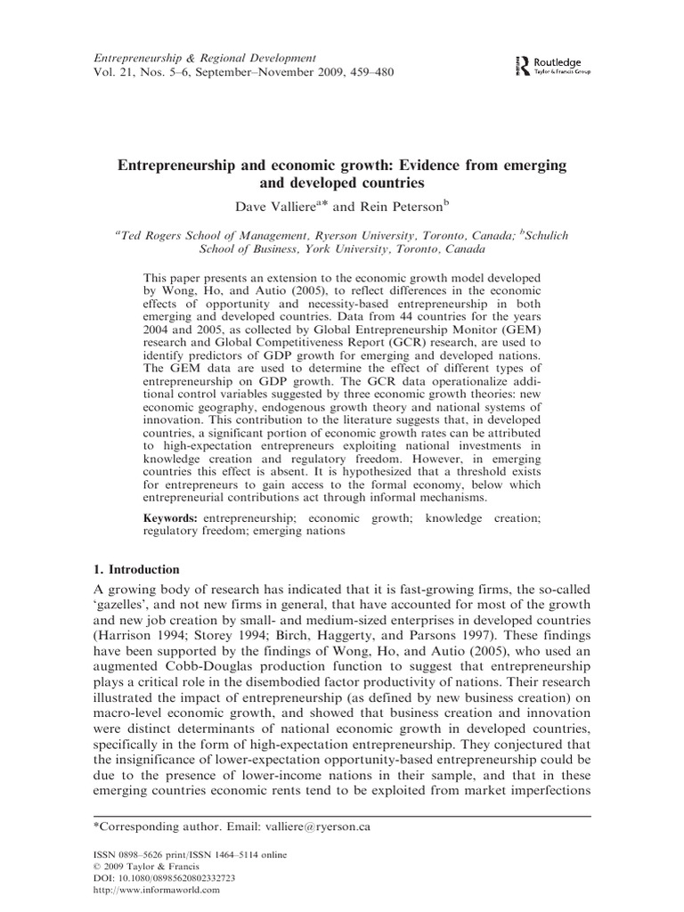 Entrepreneurship's Impact on Economic Growth | PDF | Entrepreneurship ...
