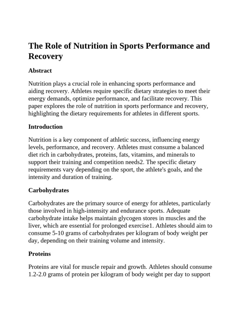 Nutrition's Impact on Sports Performance | PDF | Human Nutrition | Food ...
