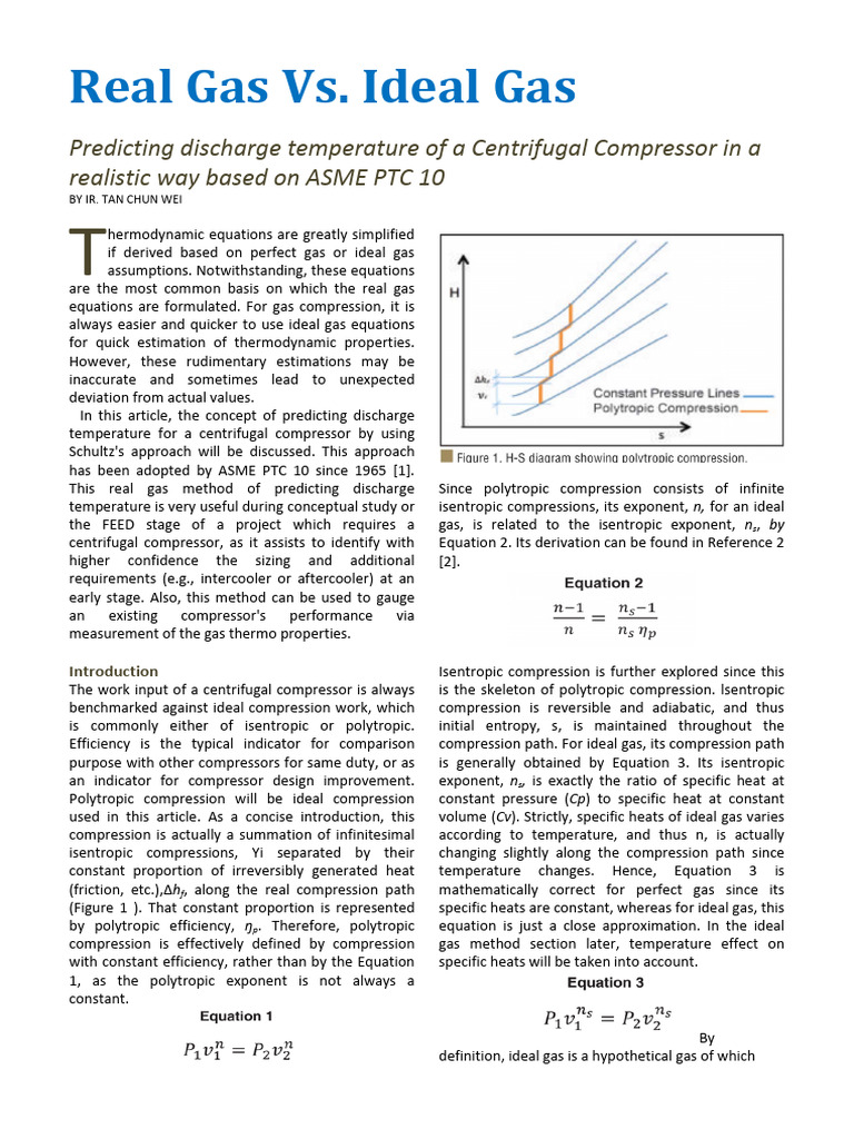 Real vs. Ideal Gas in Compressor Analysis | PDF | Gases | Variable ...