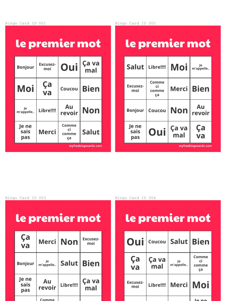 Cartes de Bingo en Français | PDF