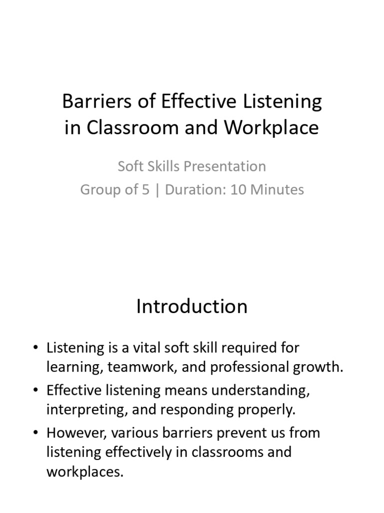 Overcoming Listening Barriers in Work and Class | PDF