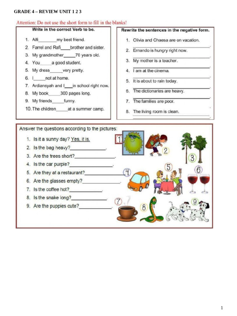 14. Grade 4 - Review Unit 1 2 3 -3 | PDF