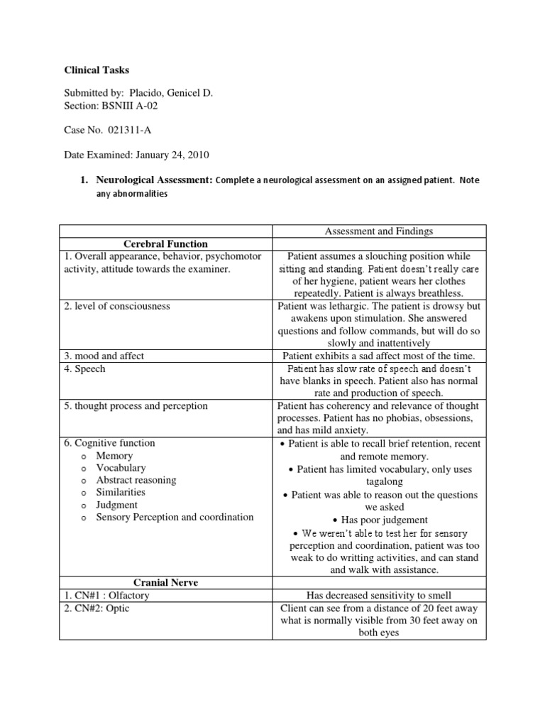 Neurological Assessment | PDF | Senses | Balance (Ability)