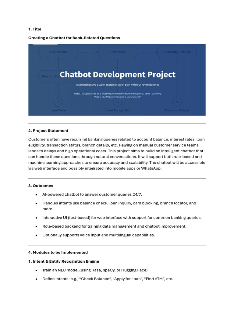 Bank Chatbot Development Guide | PDF | User Interface | Databases