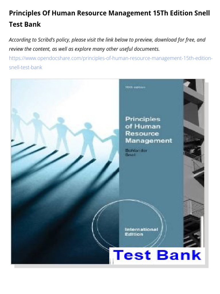 1904Principles of Human Resource Management 15th Edition Snell Test ...