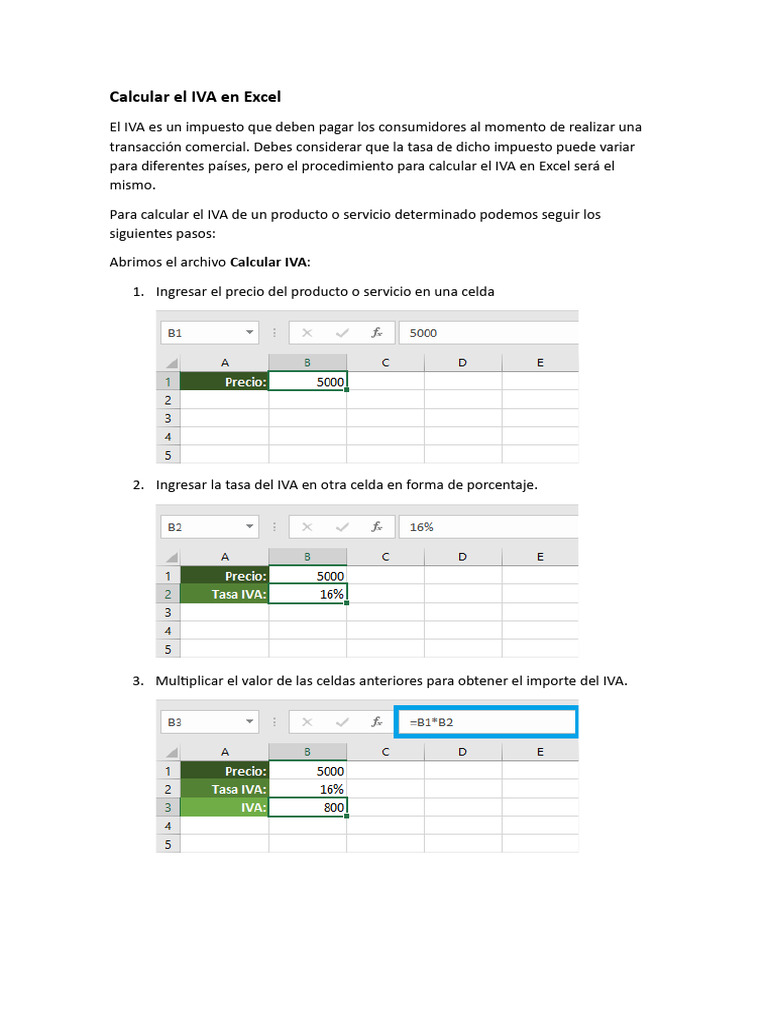 Calcular IVA en Excel: Guía Paso a Paso | PDF | Impuesto al valor ...