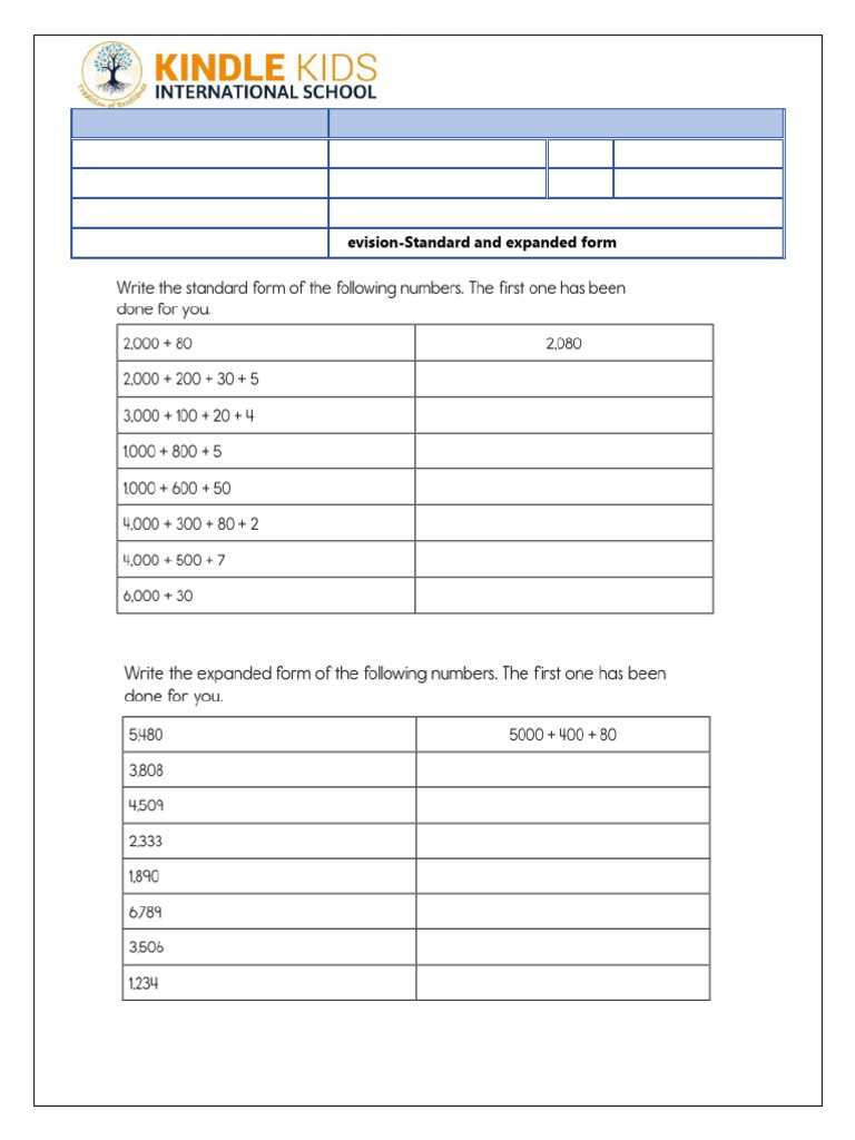 Maths Revision: Standard & Expanded Form | PDF