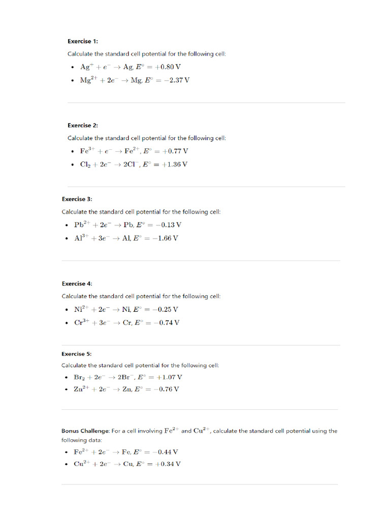 FA Cell Potentials | PDF