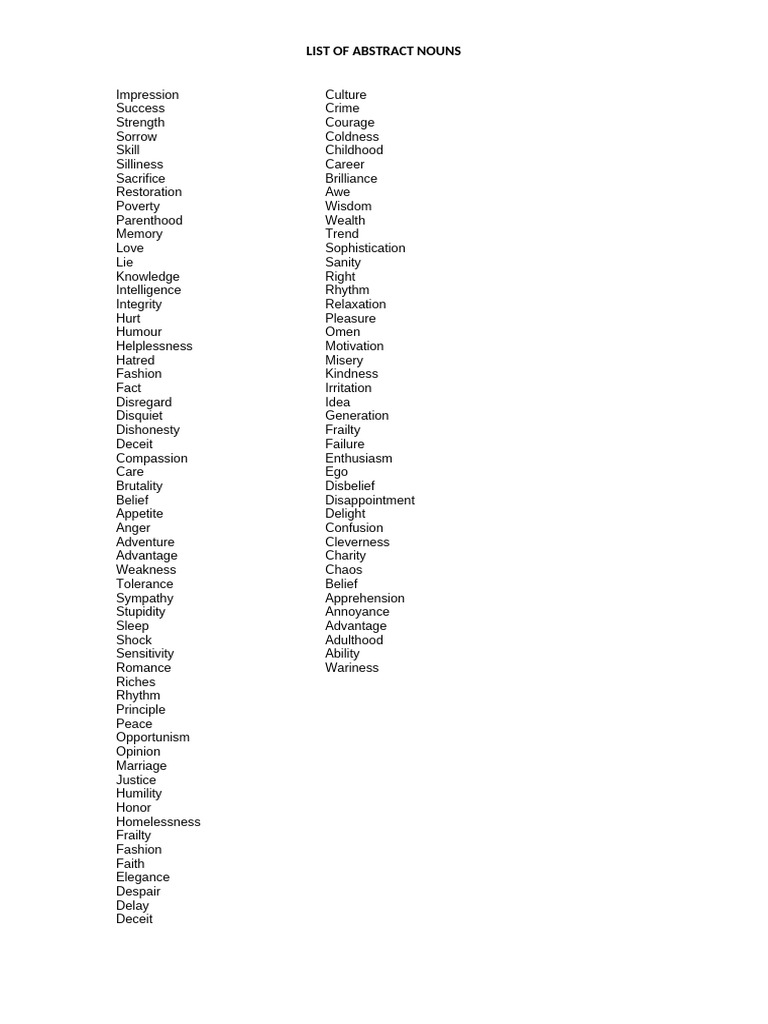 Abstract Nouns | PDF