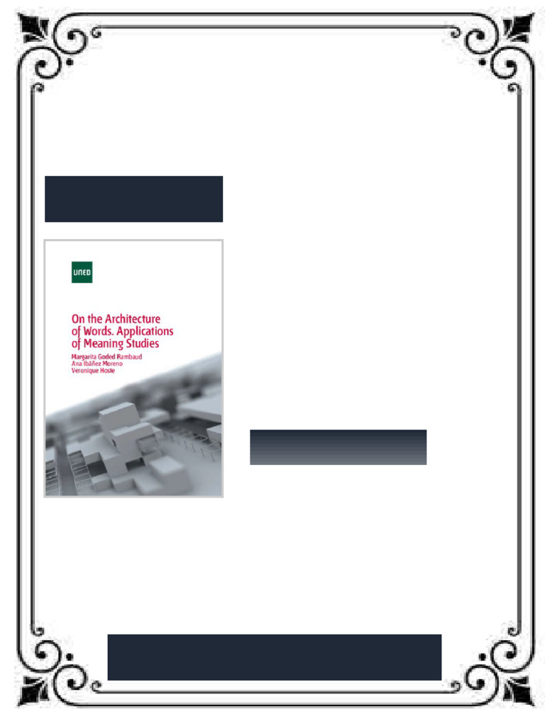 On the Architecture of Words Applications of Meaning Studies Margarita ...