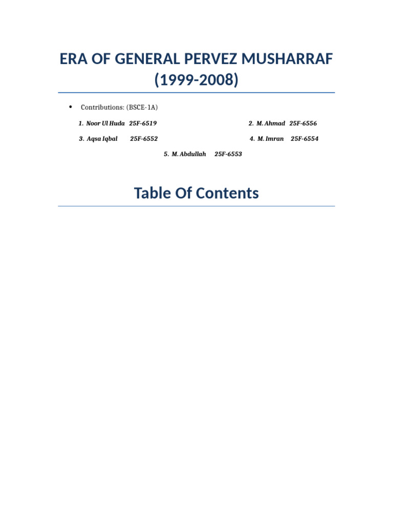 Pervez Musharraf Assignment Final (1) | PDF | Pervez Musharraf ...