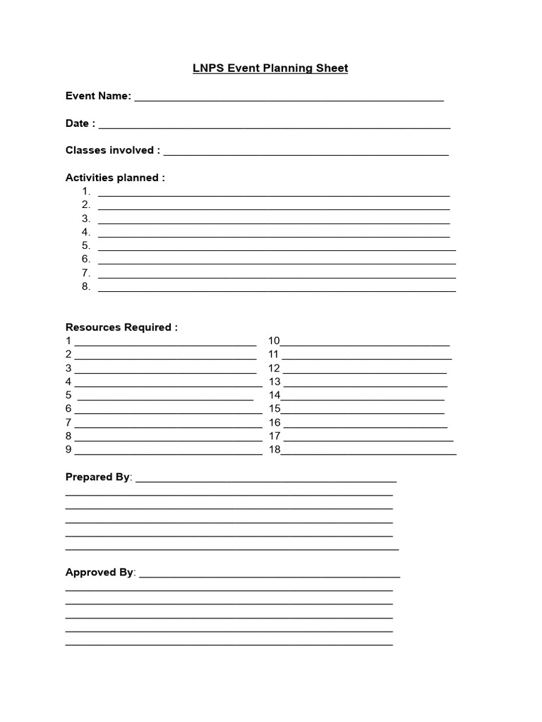 Event Planning Sheet | PDF