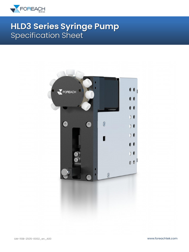 HLD3 Series Syringe Pump Specification Sheet | PDF | Valve | Pump