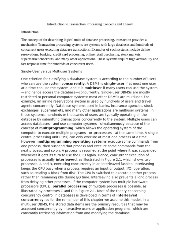 CH 2 - Introduction to Transaction Processing Concepts and Theory | PDF | Process (Computing ...