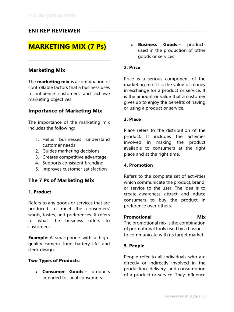 ENTREP-3rd-Quarter | PDF | Marketing | Entrepreneurship