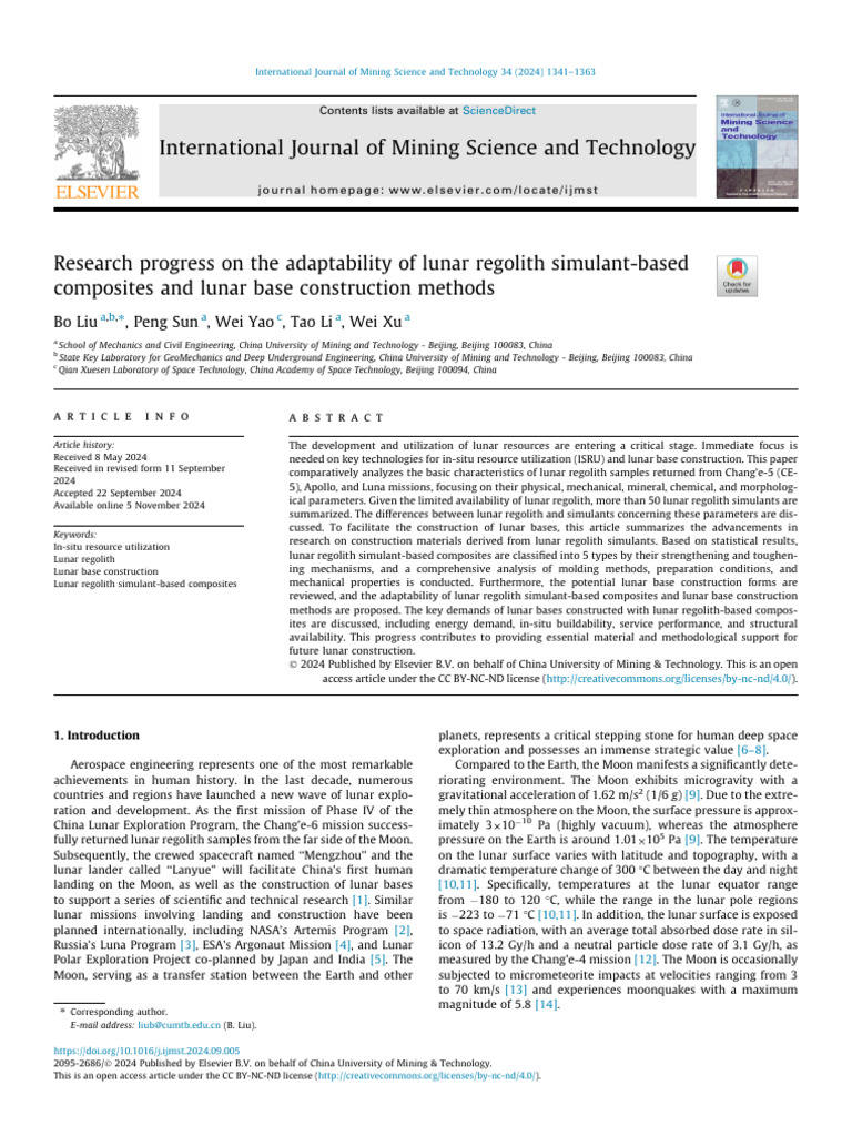 Lunar Regolith Composites for Base Construction | PDF | Moon | Sintering