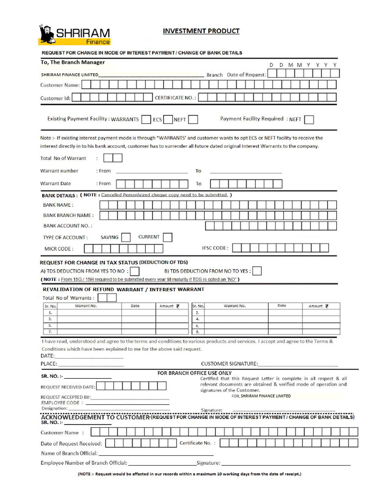 Change of Bank | PDF