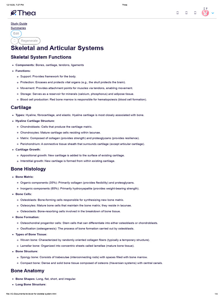 Skeletal and Articular Systems Overview | PDF | Bone | Osteoblast