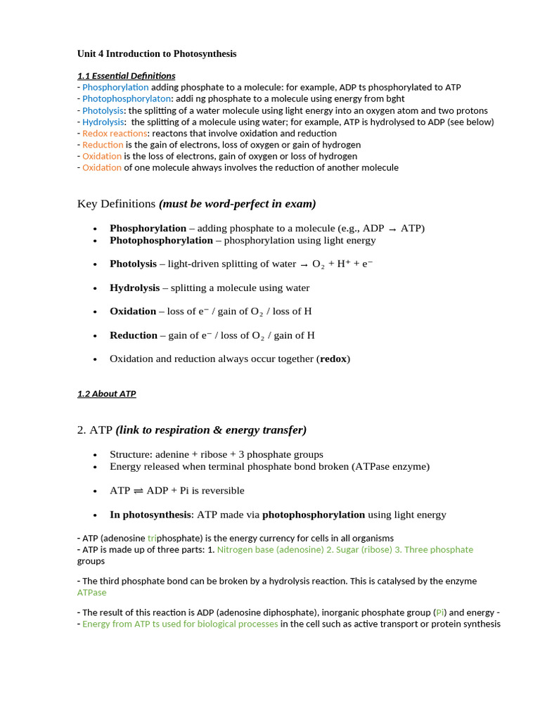 Biology notes | PDF | Photosynthesis | Chloroplast