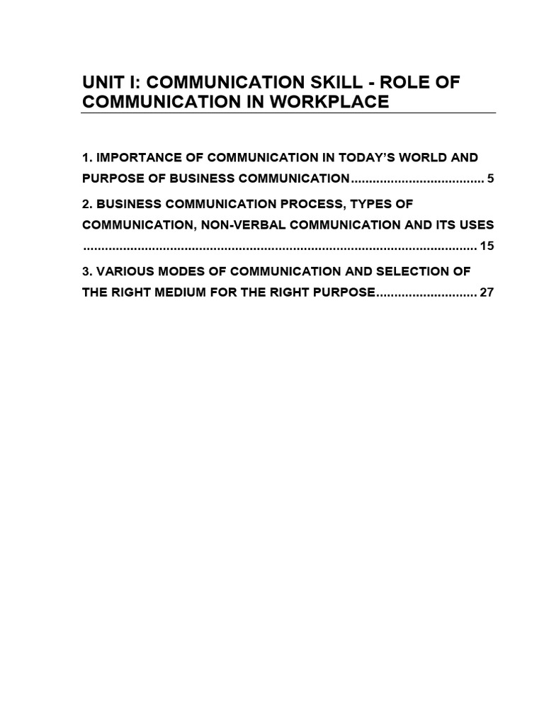 Business Communication - Unit 1 (a) | PDF | Nonverbal Communication ...