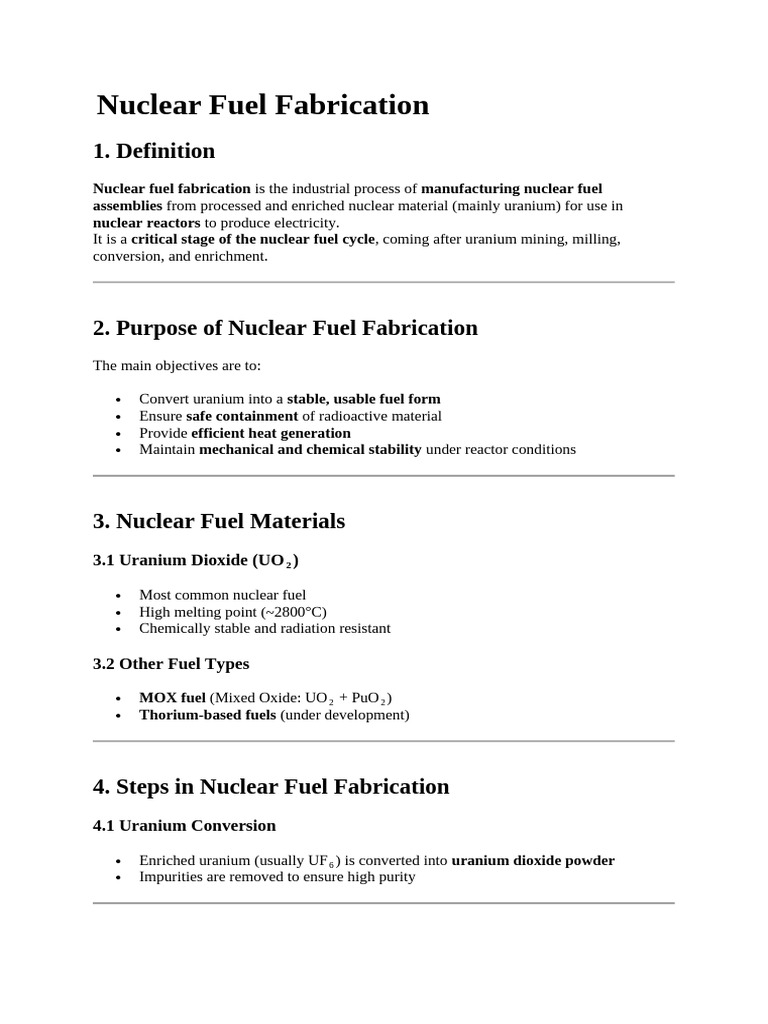 Nuclear Fuel Fabrication Process Guide | PDF | Nuclear Fuel | Nuclear ...
