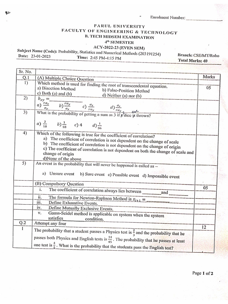 PSNM Q Paper Mid Sem 2023 | PDF
