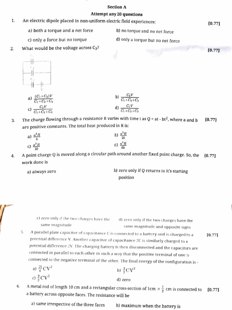 Physics Questions on Electric and Magnetic Fields | PDF | Capacitor ...