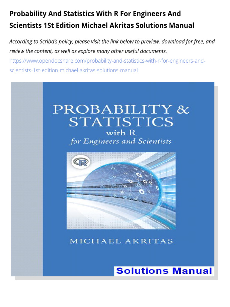 Probability and Statistics with R for Engineers and Scientists 1st ...