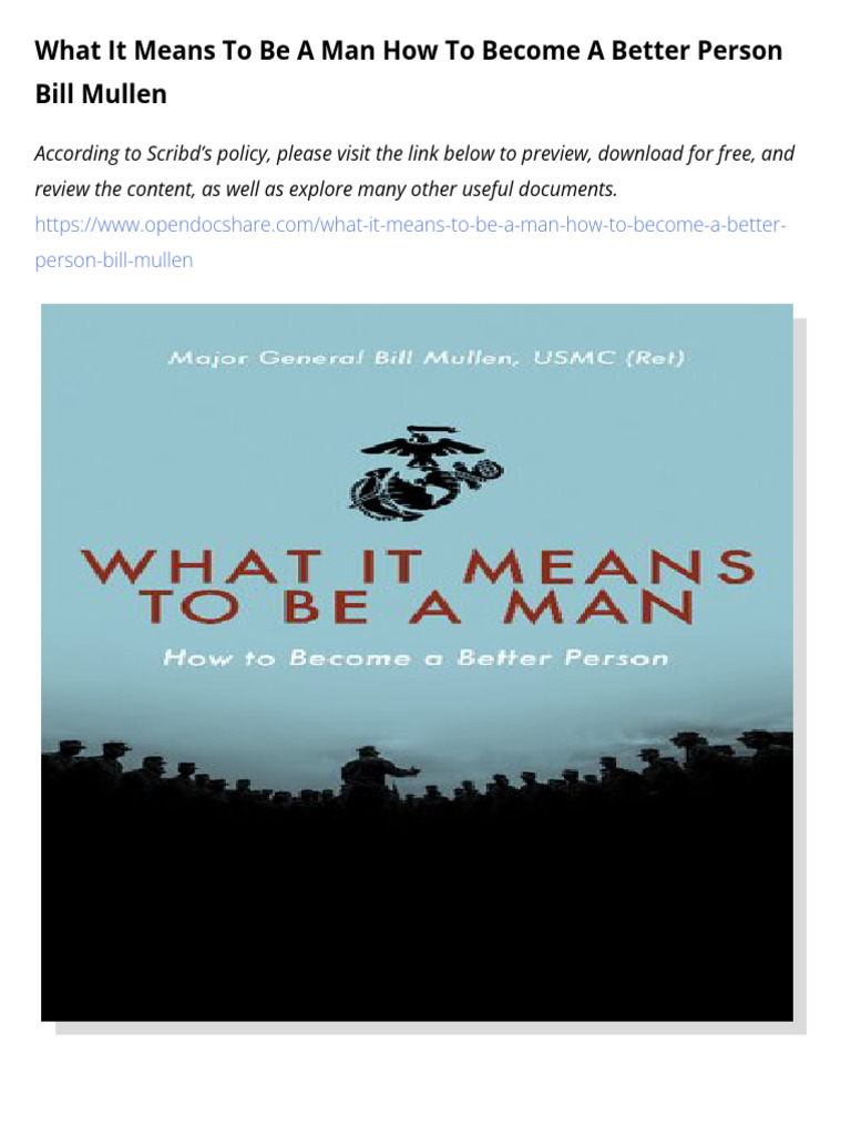 What It Means To Be A Man How To Become A Better Person Bill Mullen ...