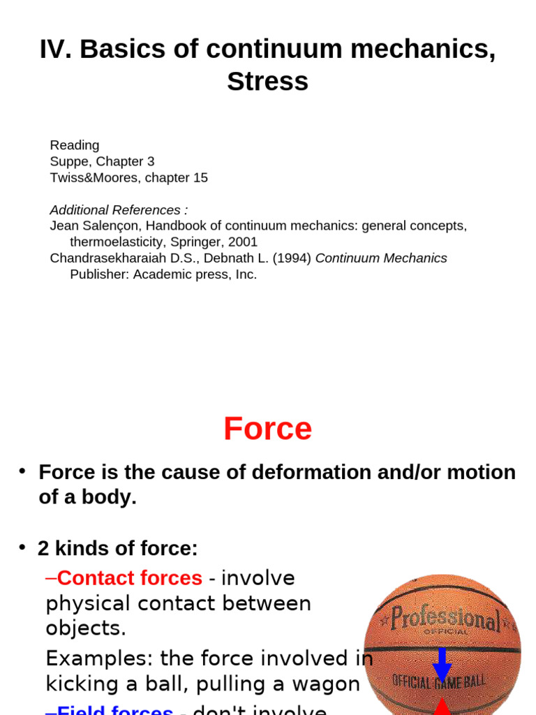 IV-Basics of Continuum Mechanics-stress | PDF | Stress (Mechanics) | Force