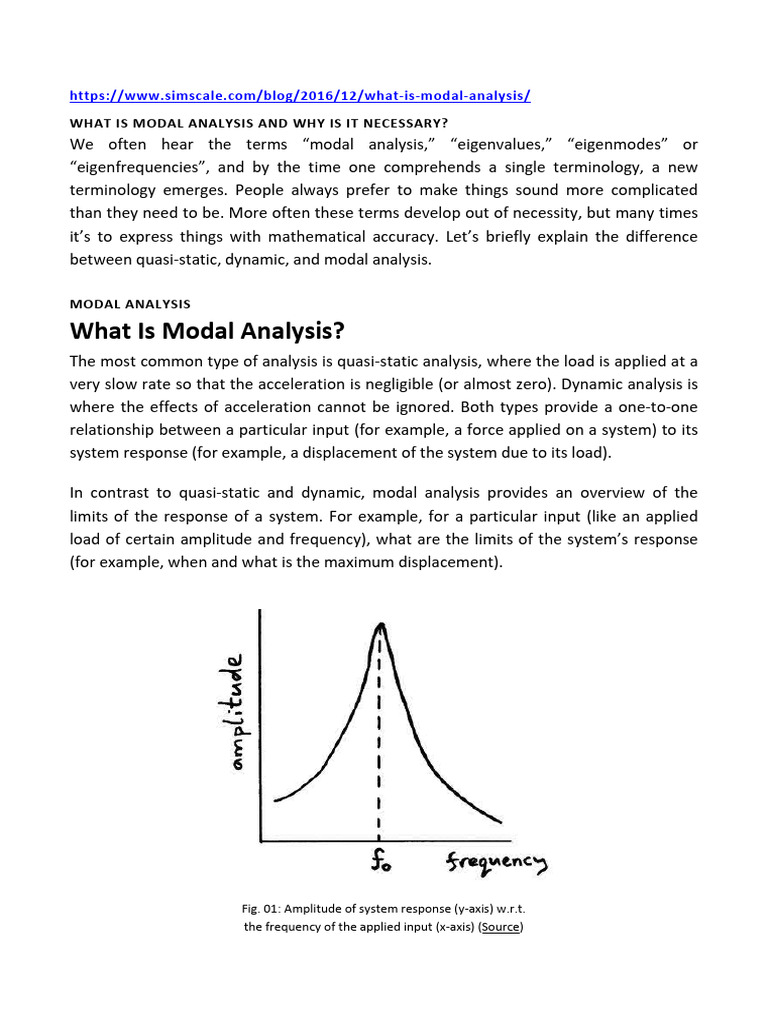 Modal Analysis | PDF | Eigenvalues And Eigenvectors | Resonance
