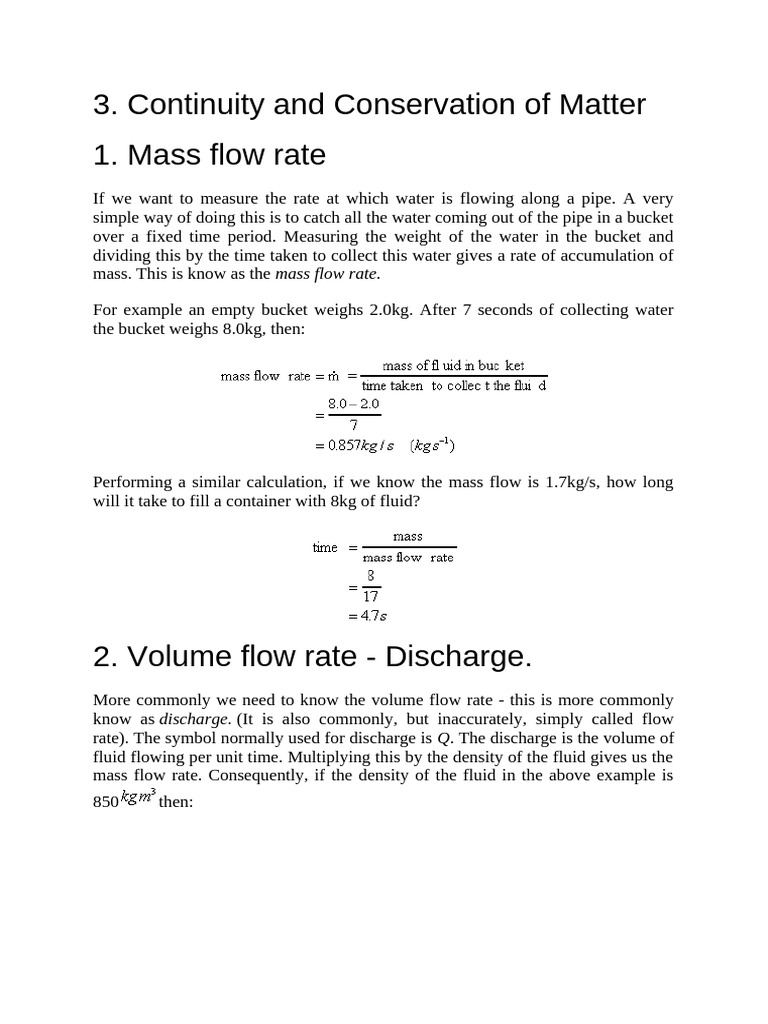 3.Continuty and Conservation of Matterdocx | PDF | Fluid Mechanics ...