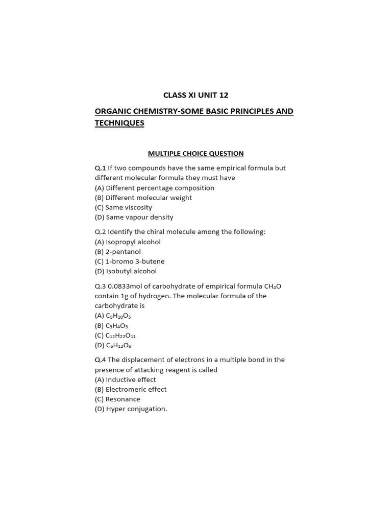 Organic Basic Concepts Q.bank | PDF | Chemical Bond | Nitrogen