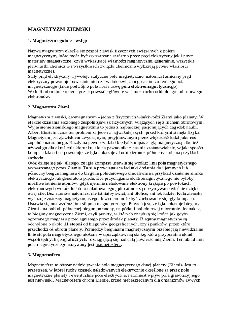 Magnetyzm Ziemi | PDF