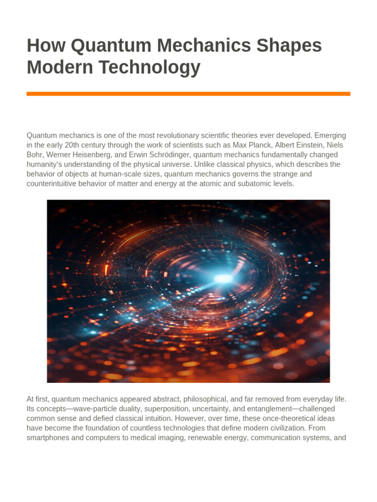 How Quantum Mechanics Shapes Modern Technology | PDF | Quantum Mechanics | Quantum Computing