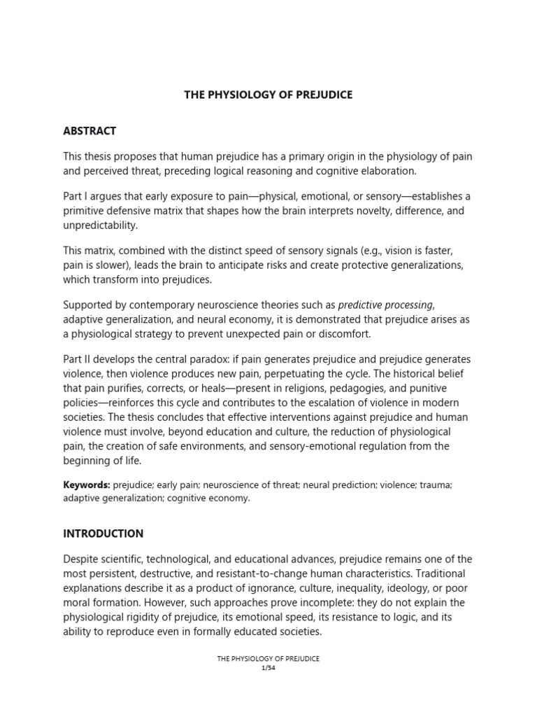 Physiology Behind Human Prejudice | PDF | Perception | Prejudices