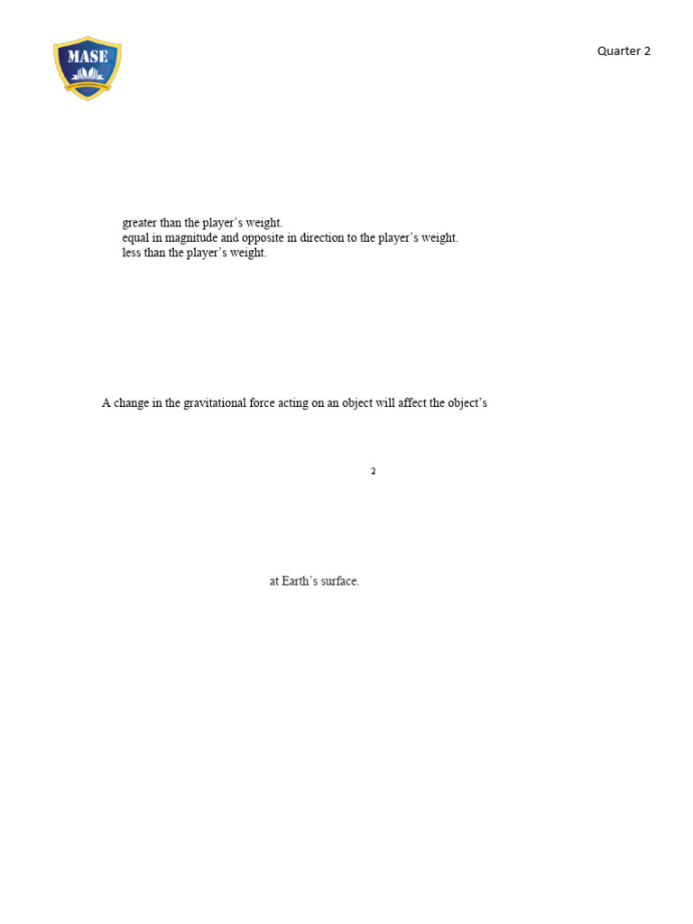 Physics Quiz: Forces and Friction Concepts | PDF | Force | Friction