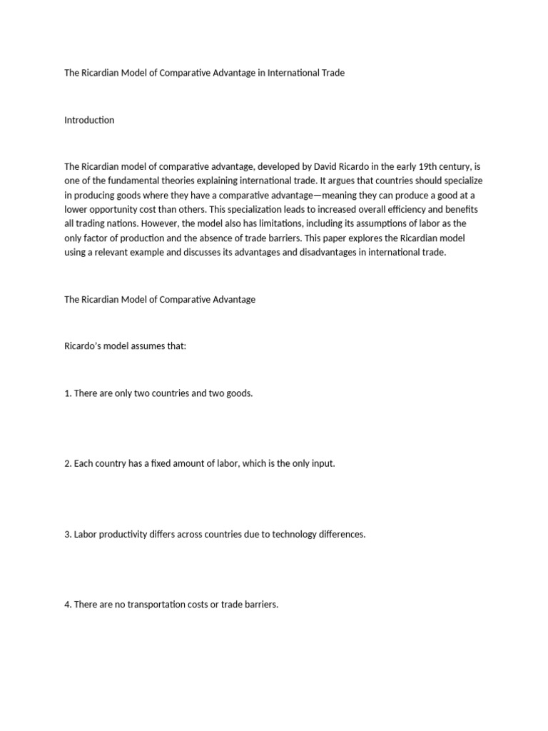 International Trade and Development | PDF | Comparative Advantage ...