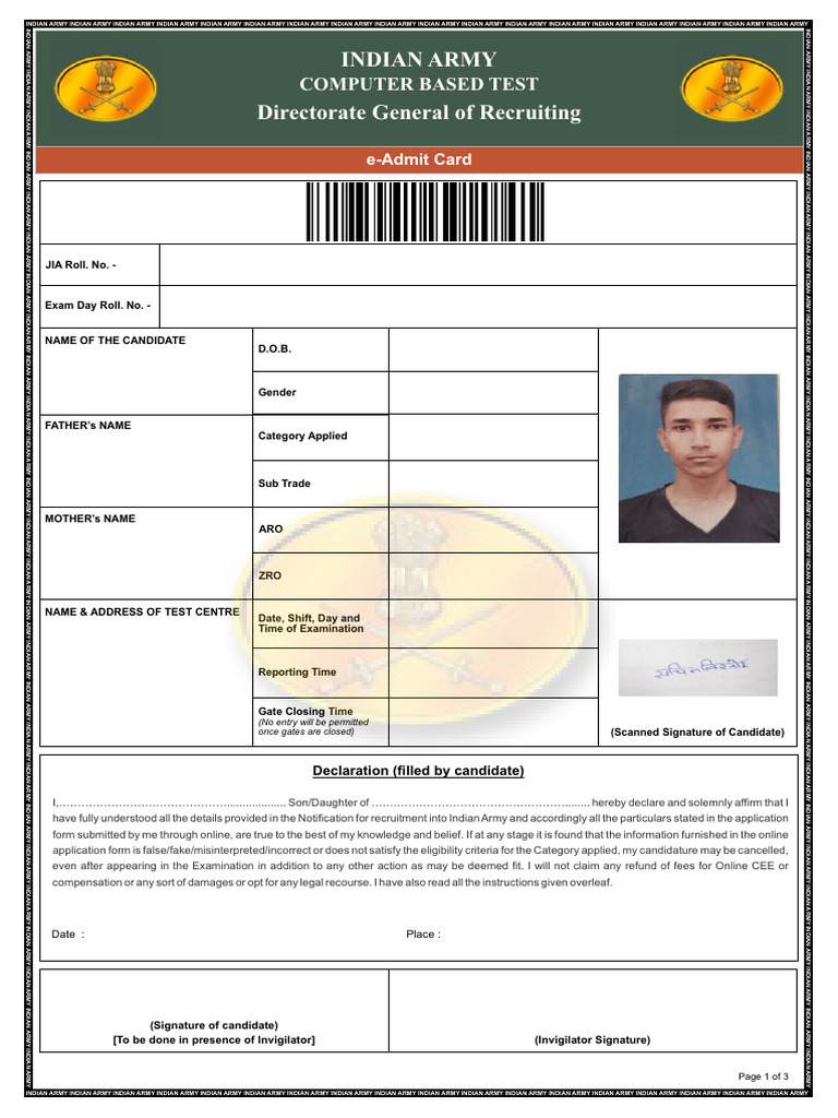 Admit Card (1) | PDF | Identity Document